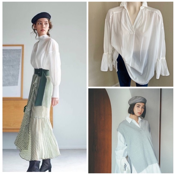 Snidel | Tops | Snidel Luxury White Sheer Collar Tunic Blouse Japanese Street Wear Meets Formal ...